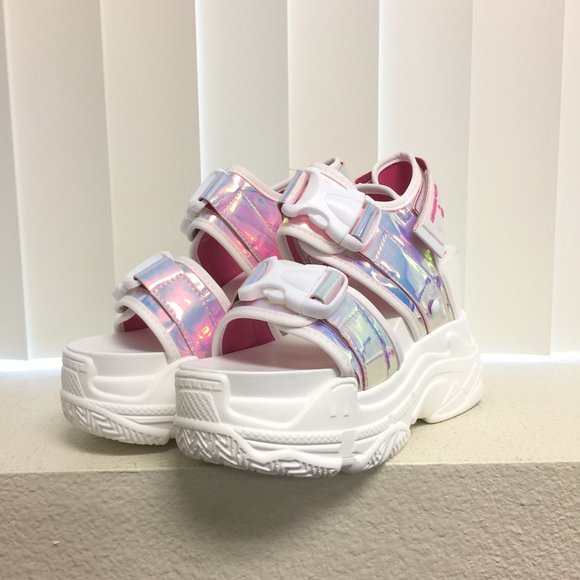 LASR | Other | Preloved Virtuosity Hologram White Platform Sandals Wht7 ...